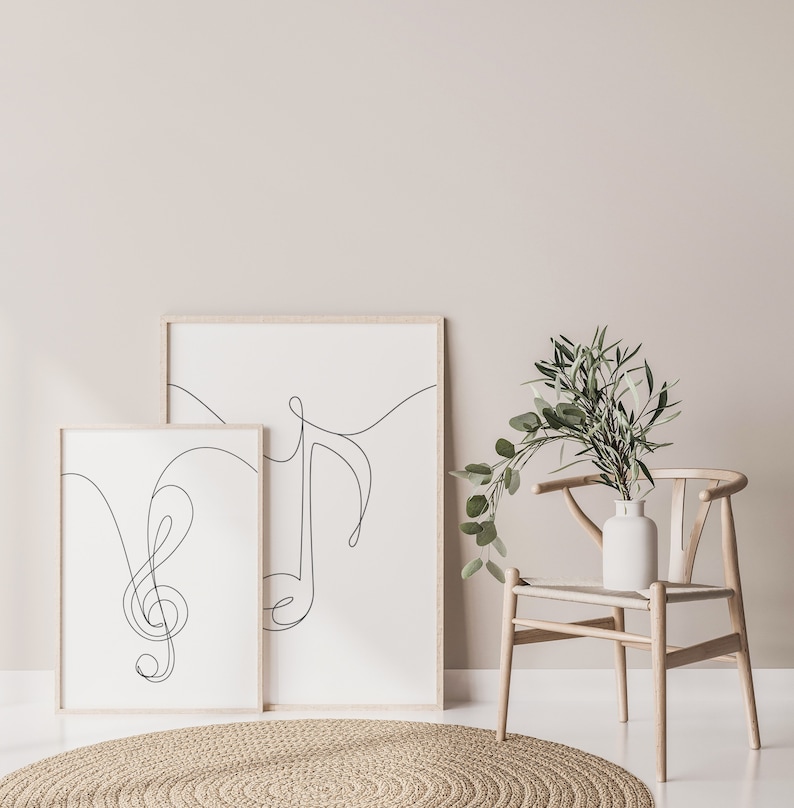 Musical Notes Set of 2. Treble Clef and Eighth Note Print. - Etsy