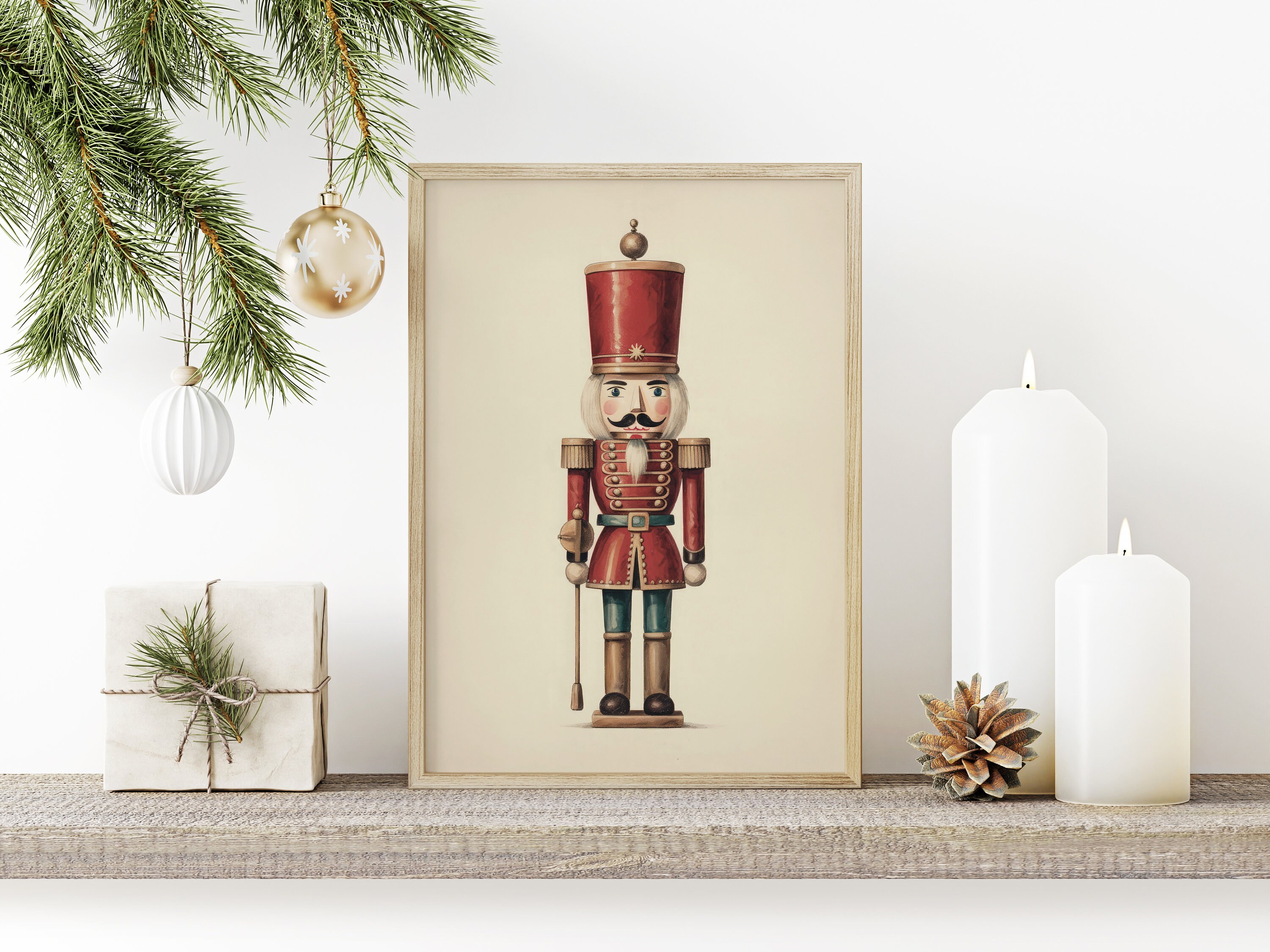 Nutcracker Christmas Print. Christmas Vintage Style Print. Rustic Wall ...