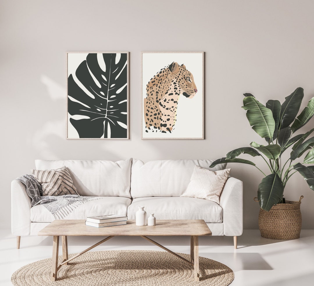 Gepard 2er Set Digitaldrucke. Dschungel Wanddekor. Tier Wandkunst ...