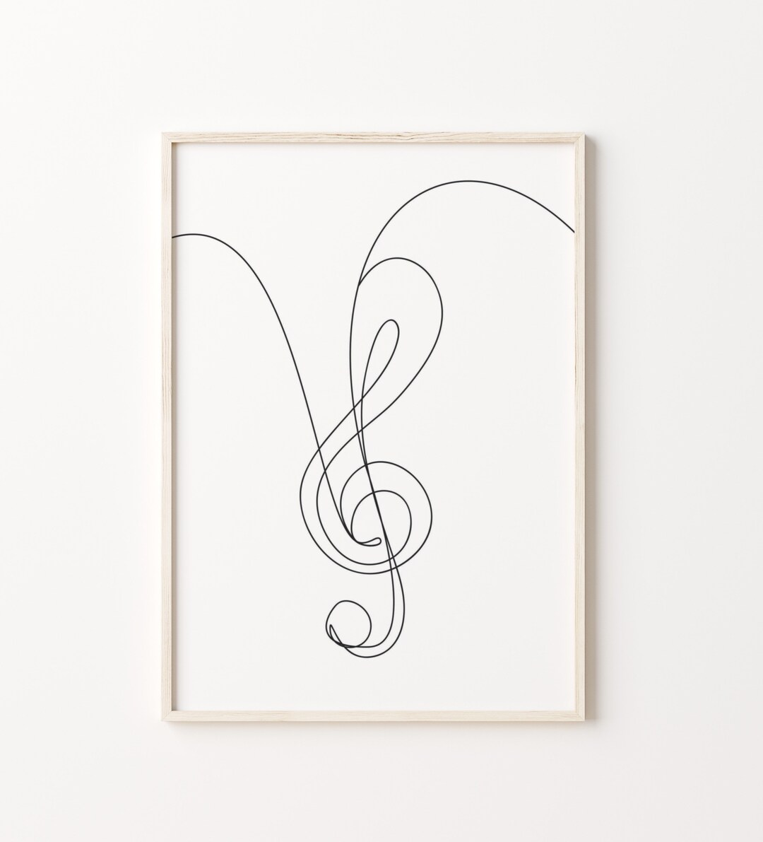Treble Clef Print. Minimalist Line Drawing. Music Wall Art Print. Black ...