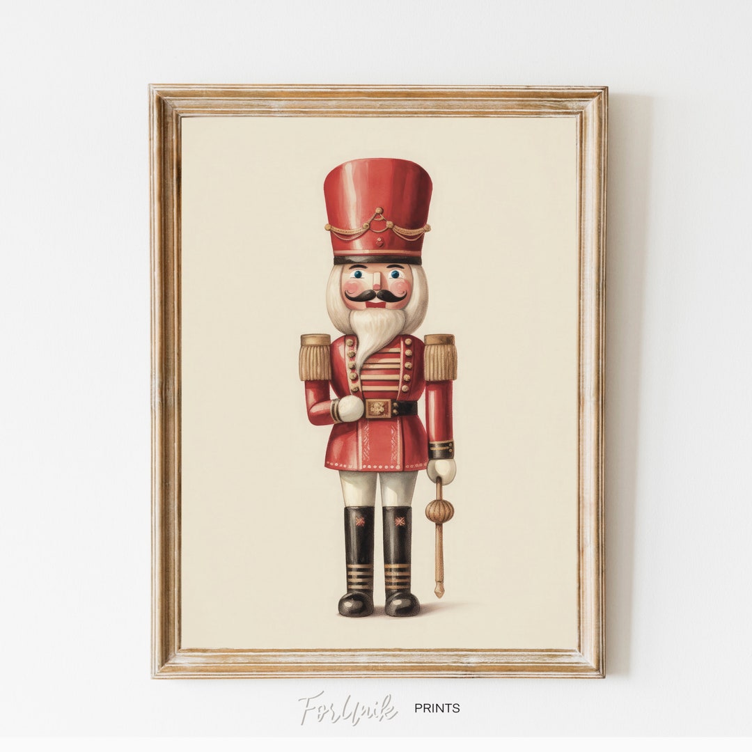 Nutcracker Christmas Print. Christmas Vintage Style Print Nutcracker ...