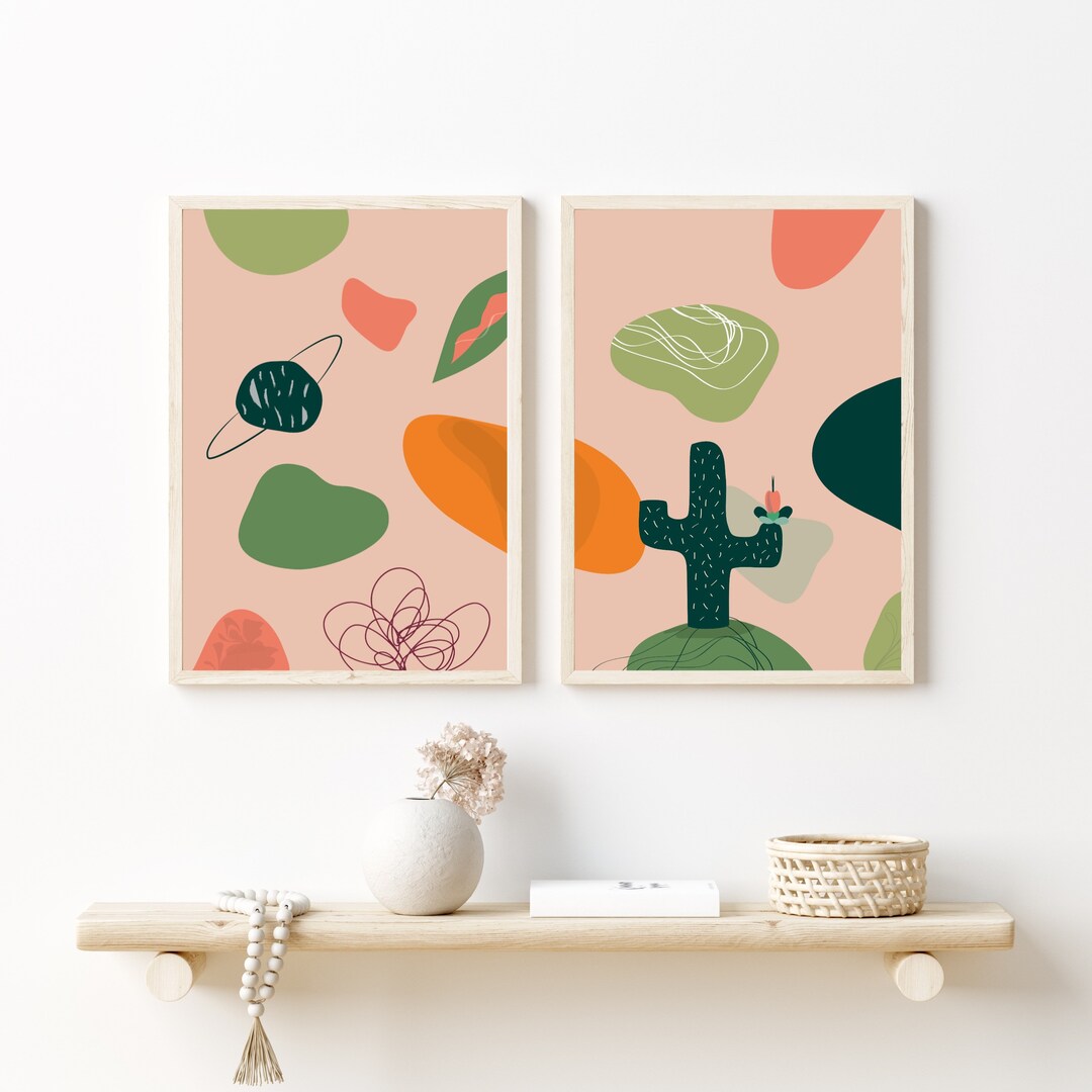 Desert Printable Art Set. Cactus Shapes Posters. Set of 2 Prints ...