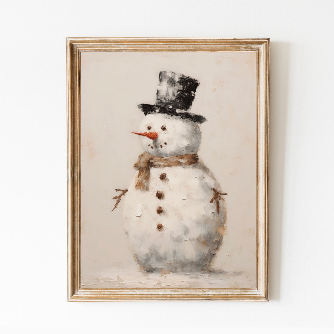 Christmas Snowman Vintage Print, Winter Snowy Forest Farmhouse Xmas ...