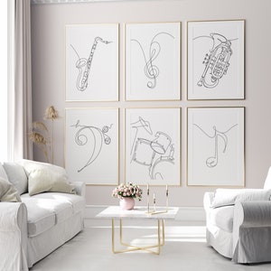 Cornet Printable Wall Art. Line Art Wall Decor. Music Print. Cornet ...