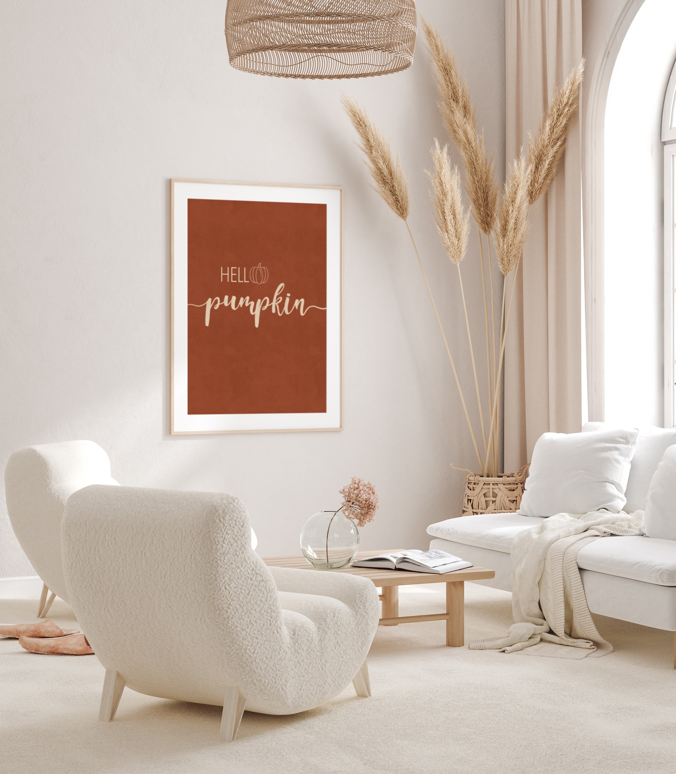 Hello Pumpkin Fall Print Fall Printable Art Rustic Fall Wall - Etsy