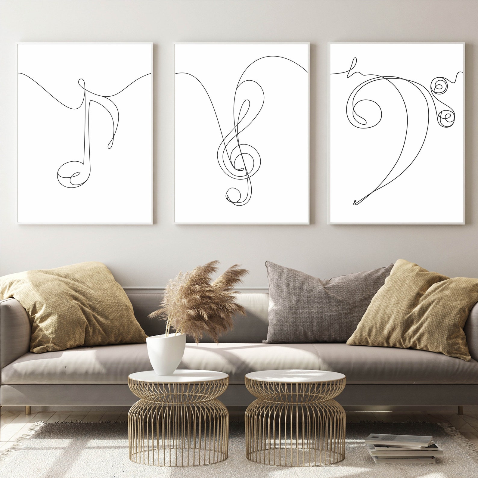 Musical Notes Set of 3. Treble Clef Eighth Note and Bass - Etsy