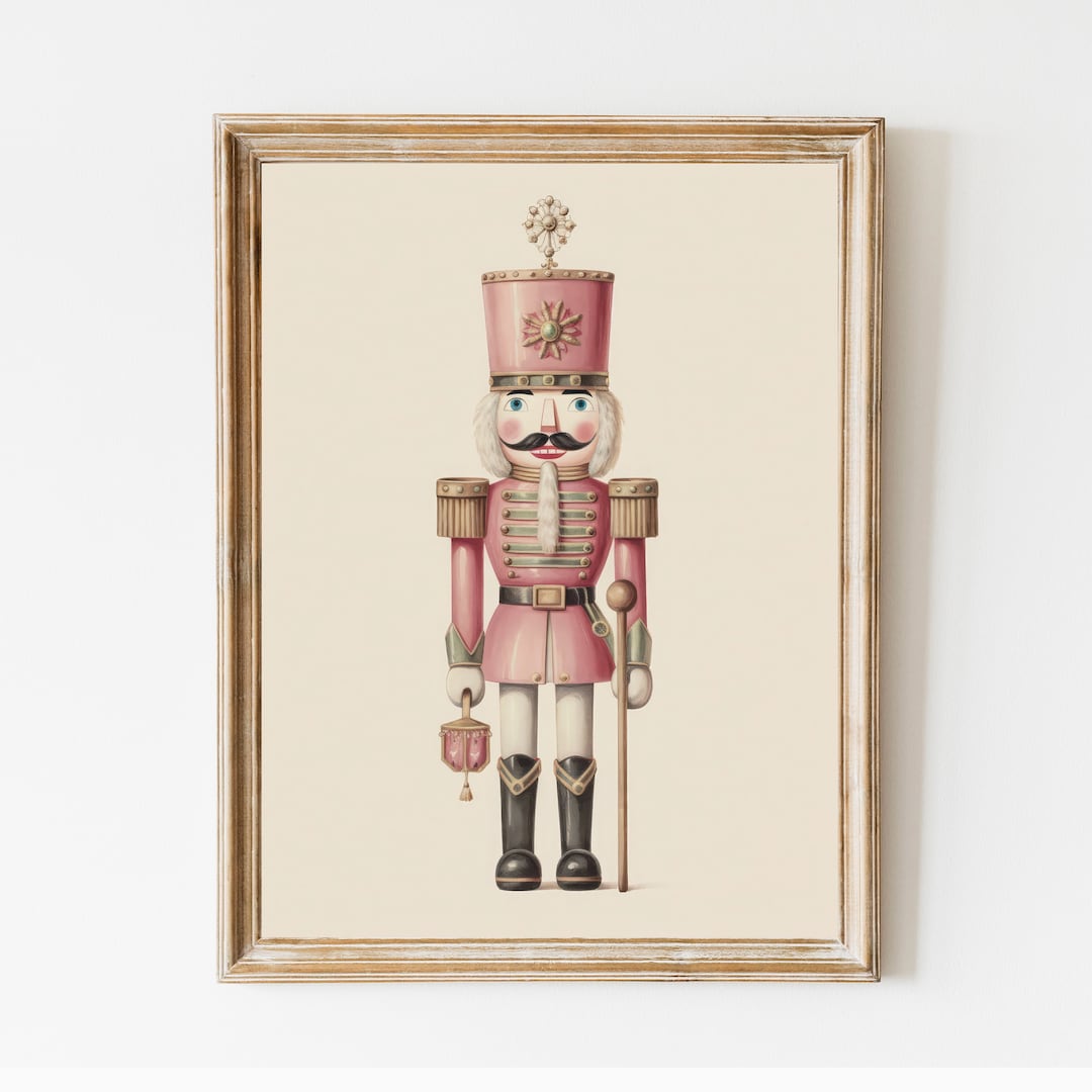 Nutcracker Christmas Printable Wall Art, Nursery Christmas Print, Pink ...