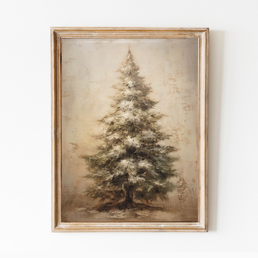 Christmas Tree Print. Christmas Vintage Style Print. Rustic Wall Art ...