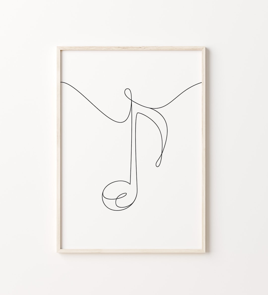 Eighth Note Wall Art. Minimalist Line Drawing. Music Print. Black and ...