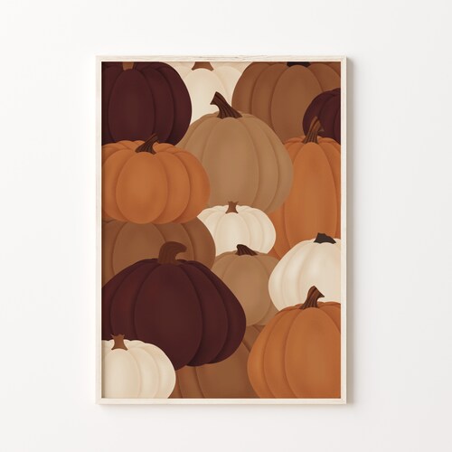 3 Pumpkins Printable Wall Art Rustic Digital Print FALL - Etsy