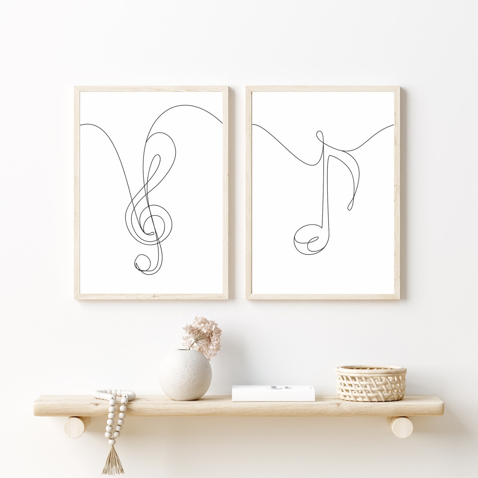 Musical Notes Set of 2. Treble Clef and Eighth Note Print. | Etsy