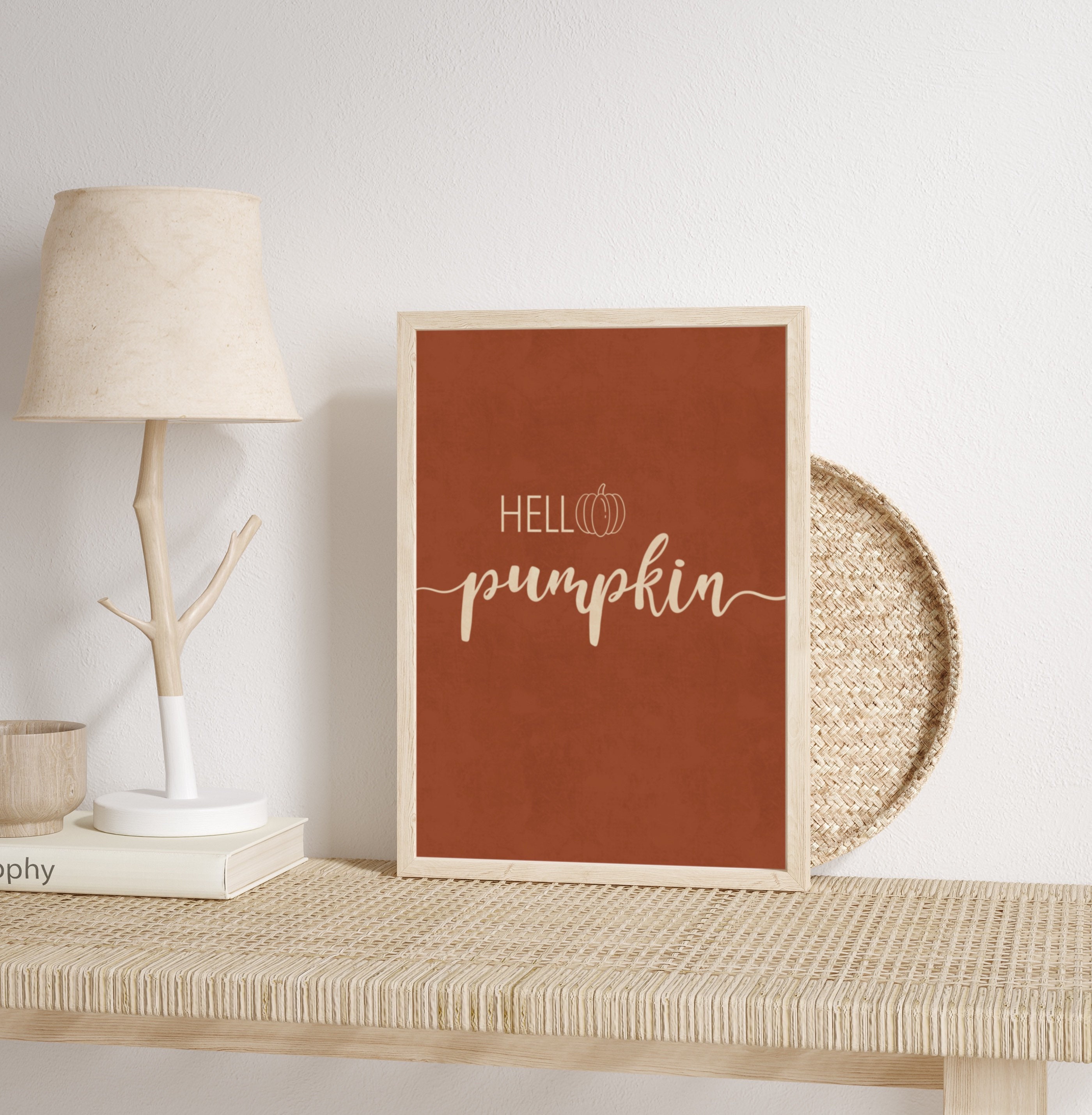 Hello Pumpkin Fall Print Fall Printable Art Rustic Fall Wall - Etsy
