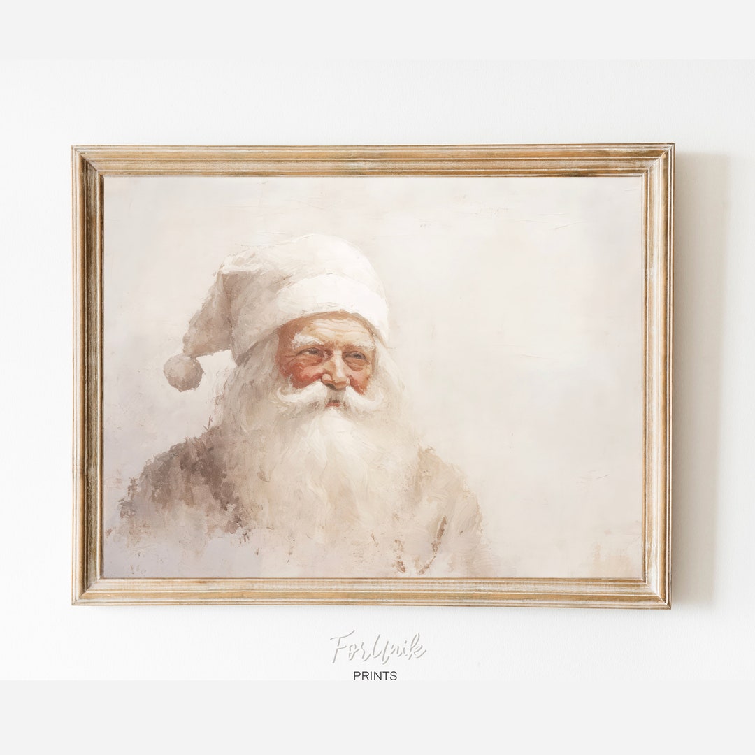 Christmas Wall Decor Printable Santa Still Life Painting, Rustic ...