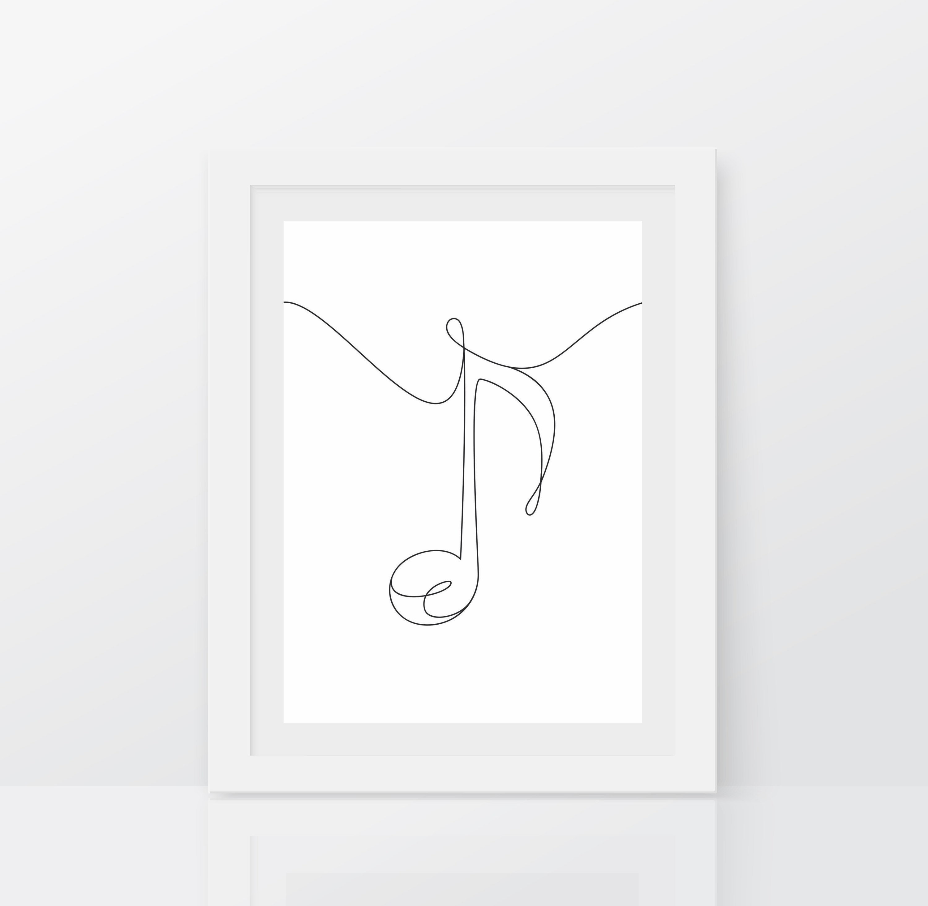 Eighth note wall art. Minimalist Line Drawing. Music Print. | Etsy
