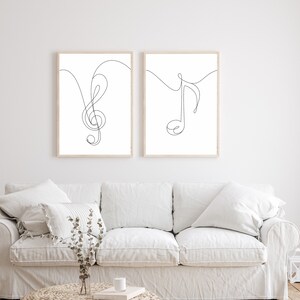 Musical Notes Set of 2. Treble Clef and Eighth Note Print. | Etsy