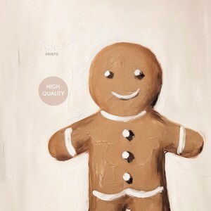 Vintage Christmas Wall Art Gingerbread Man Christmas Oil Painting ...