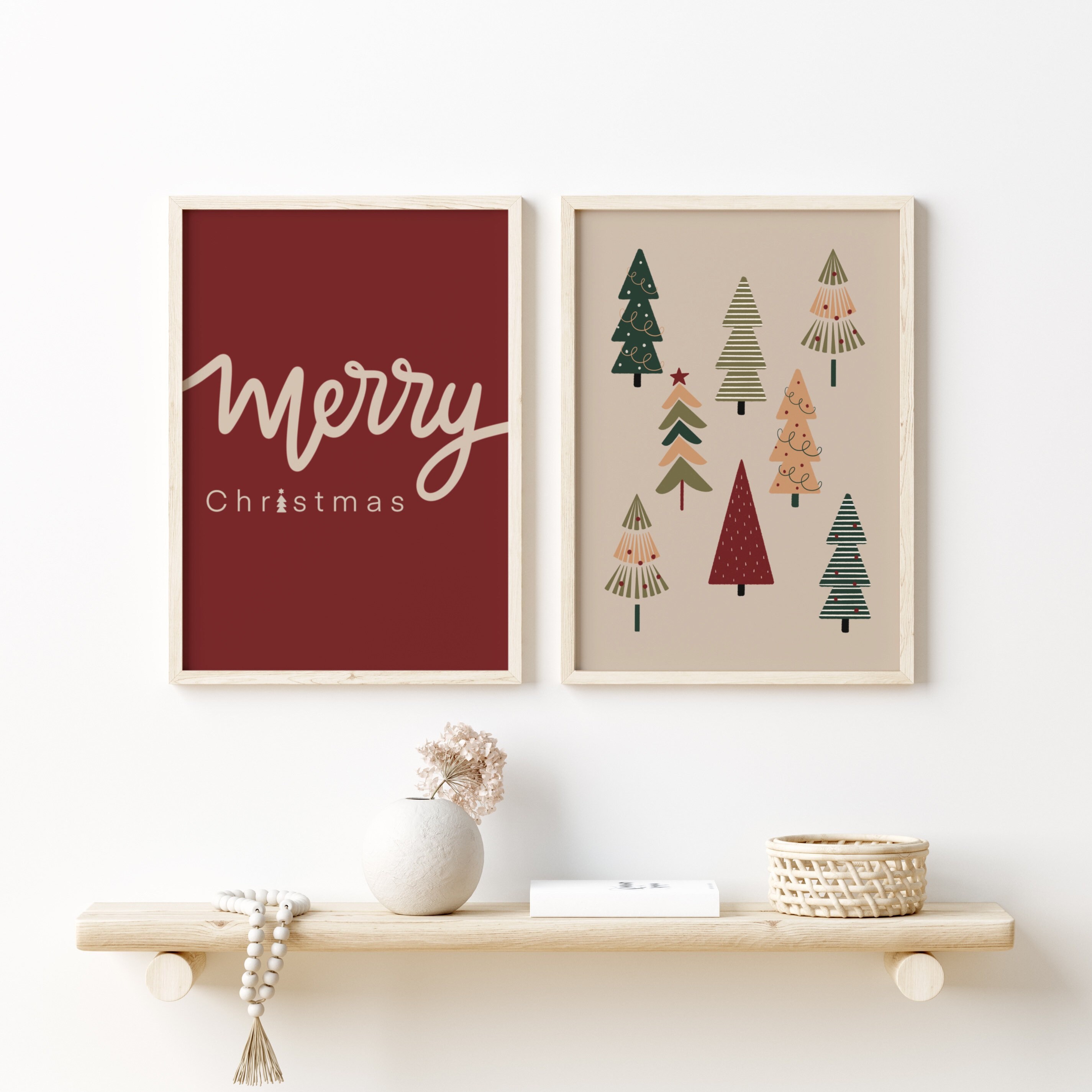 Gallery Set of 2 Christmas Prints. Xmas Printable Home Decor. Merry ...