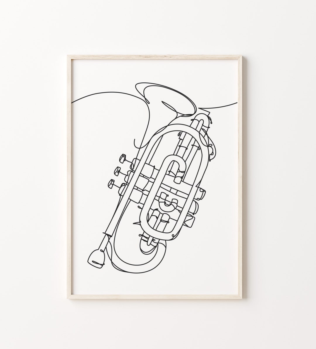 Cornet Printable Wall Art. Line Art Wall Decor. Music Print. Cornet ...