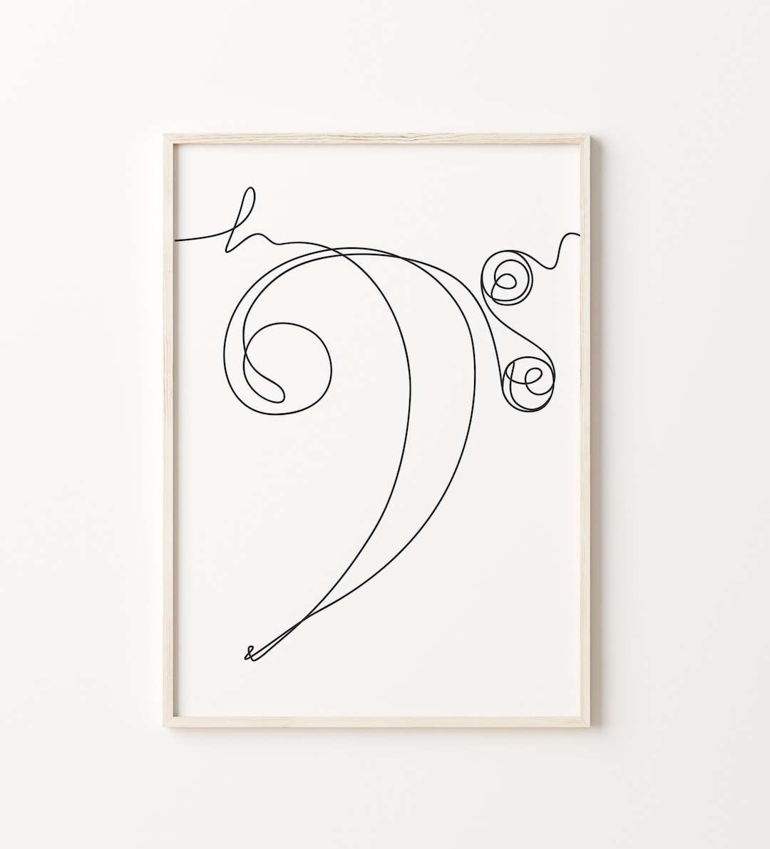 Bass Clef Art Print. Minimalist Line Drawing, Bass Clef Poster. Music ...