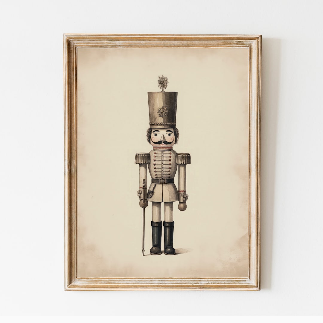 Nutcracker Christmas Print. Christmas Vintage Style Print. Rustic Wall ...