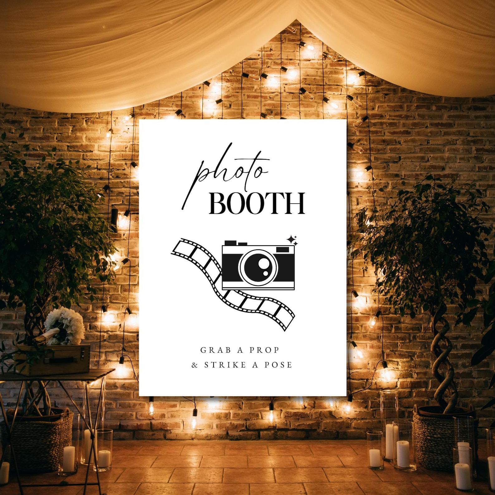 Wedding Photo Booth Sign Editable - Minimalist Canva Template ...