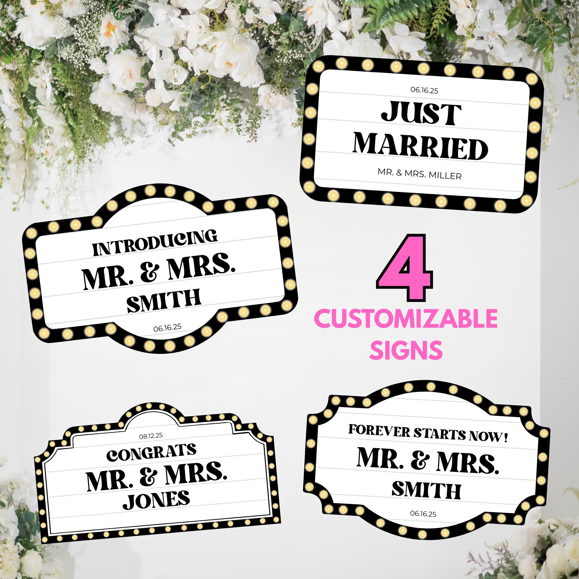 Customizable Wedding Bottle Service Signs (set of 4) | Marquee Theme ...