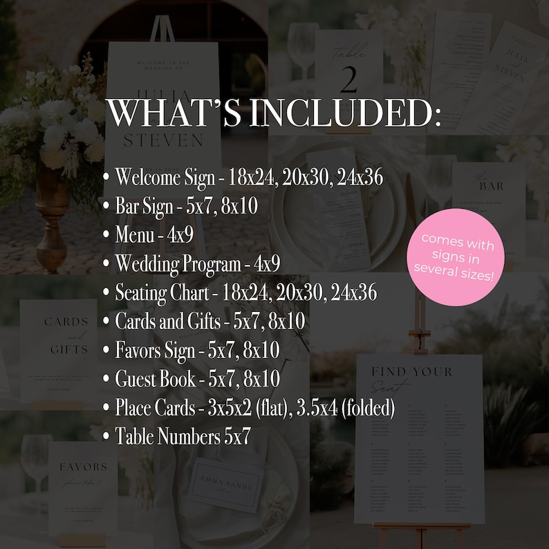 Minimalist Wedding Signs Bundle | Wedding Welcome Sign Stationery ...