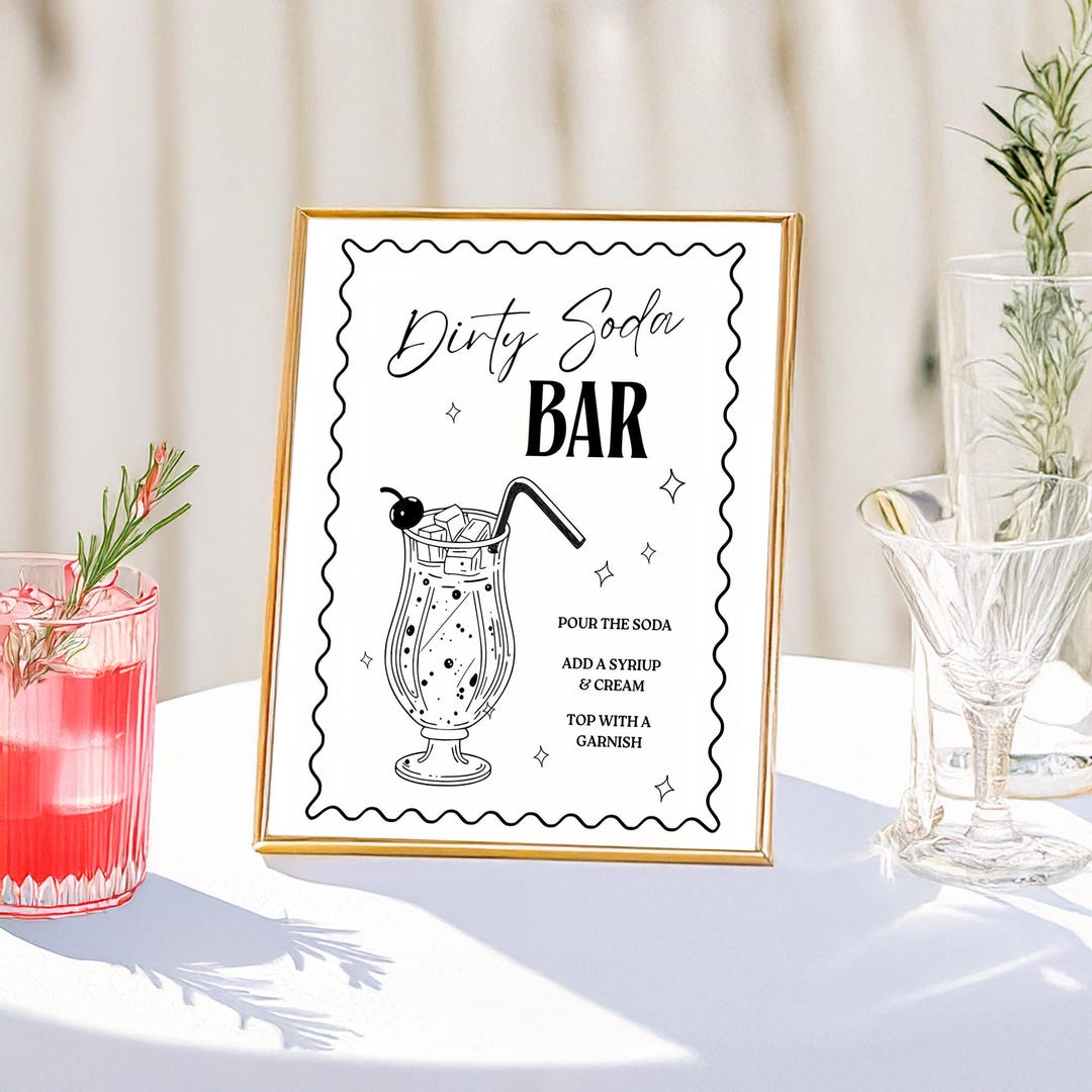 Dirty Soda Bar Sign Menu Printable - Mocktail Signature Drink Poster ...