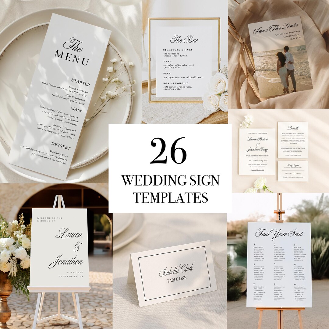 Minimalist Wedding Sign Templates, Editable Wedding Welcome Signage ...
