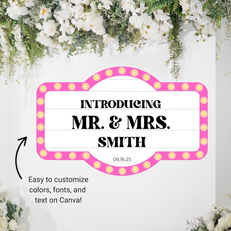 Customizable Wedding Bottle Service Sign | Marquee Theme, Editable ...