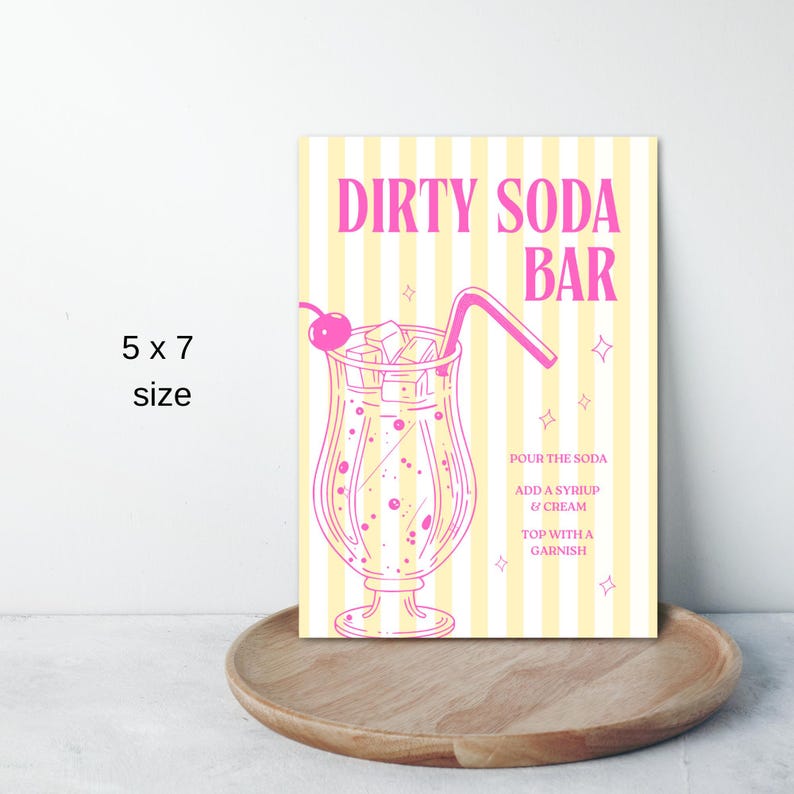 Printable Dirty Soda Bar Menu Signature Drink Poster Non Alcoholic