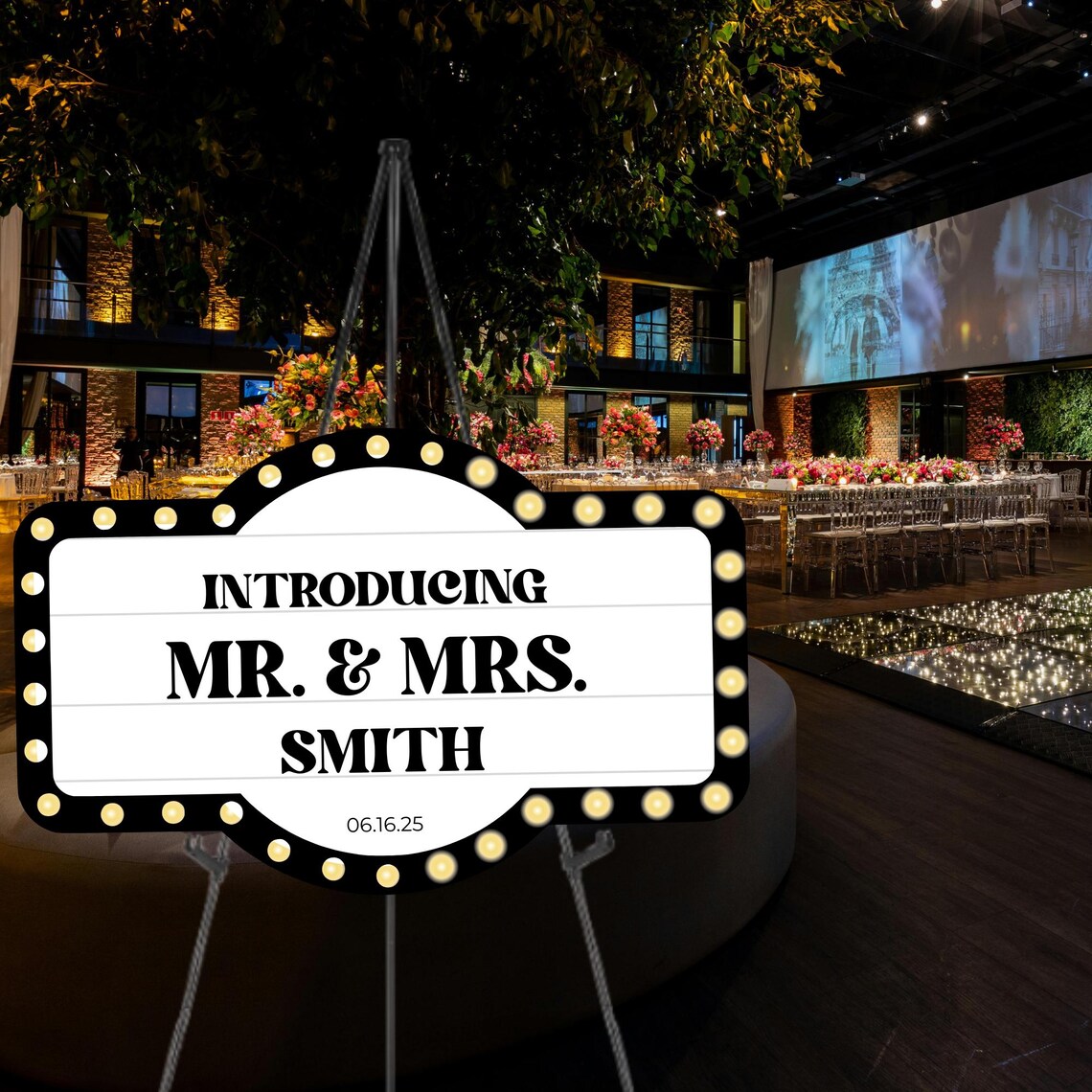 Customizable Wedding Bottle Service Sign | Marquee Theme, Editable ...