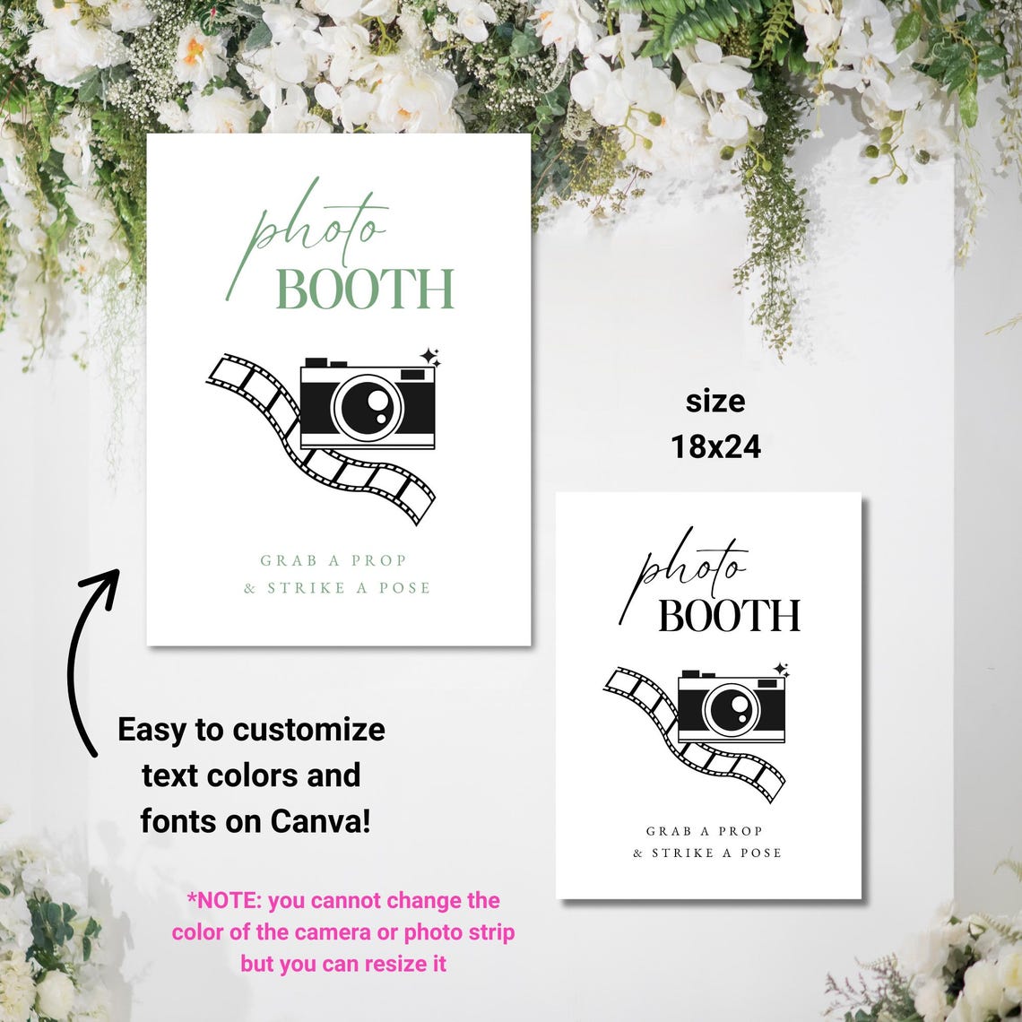 Wedding Photo Booth Sign Editable - Minimalist Canva Template ...