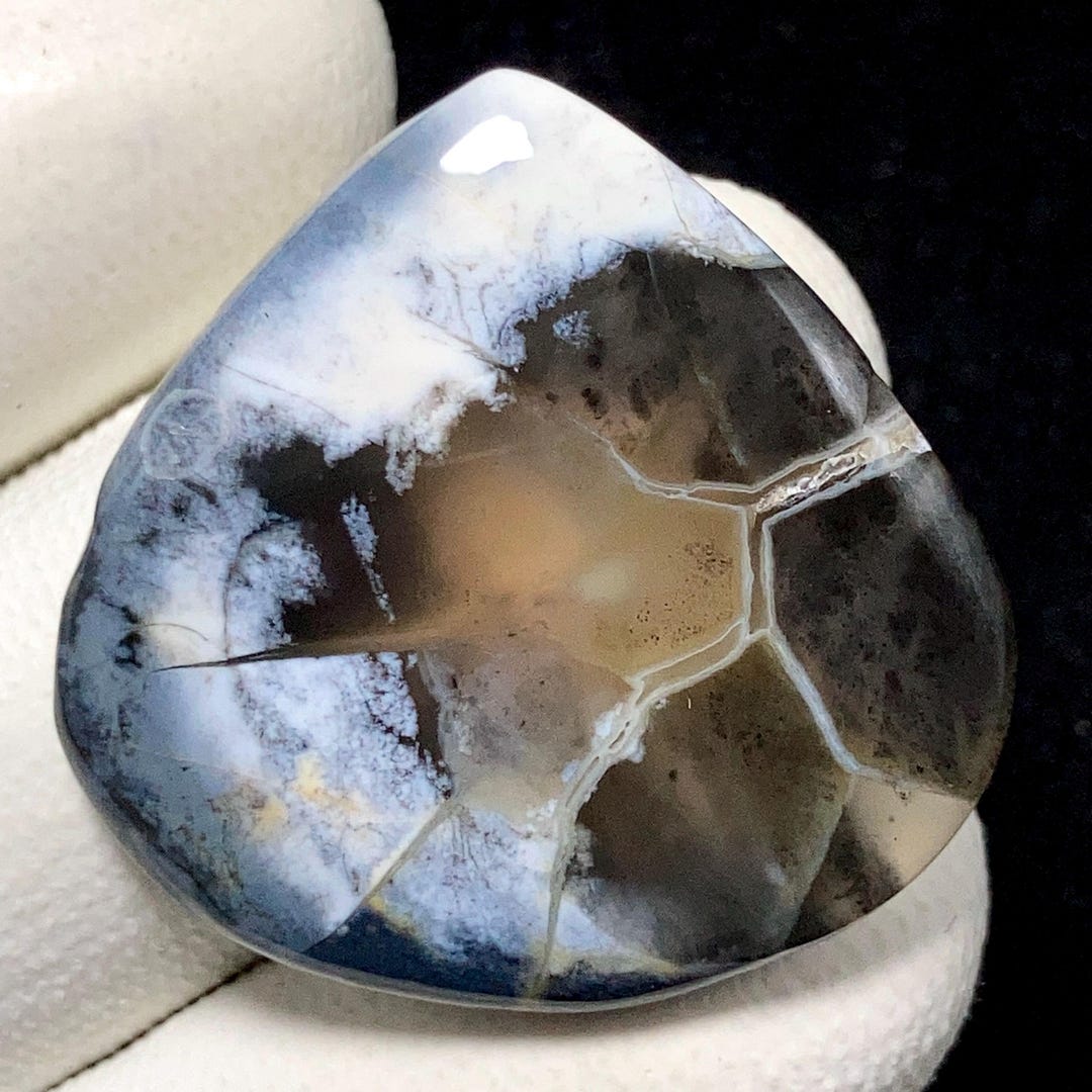 Wizard Merlinite AKA Dendritic Opal, Pear Cabochon, 31x32x5 MM, 38 CTS ...