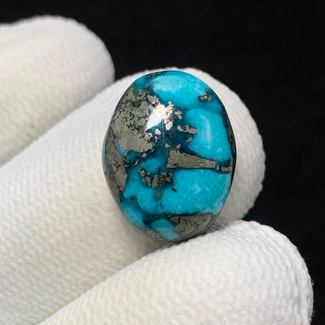 Natural Persian Turquoise With Pyrite, Oval Cabochon, 15x12x8 MM, 13 ...