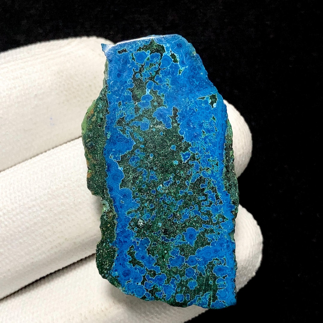 Azurite Dioptase Polished Raw Slice Slice, Freeform Cabochon, 45x24x6 ...
