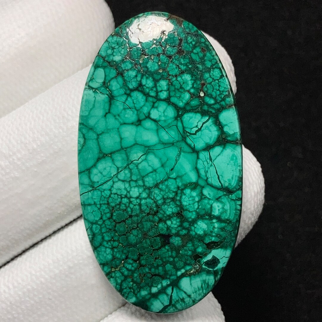 Forest Green Malachite , Copper Mineral , Oval Cabochon, 41x22x6 MM, 64 ...