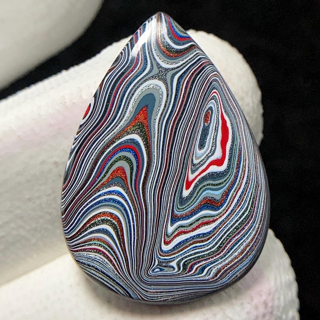 Genuine Fordite, Pear Cabochon, 26x19x3 MM, 6 CTS, Beautiful Cabochon ...