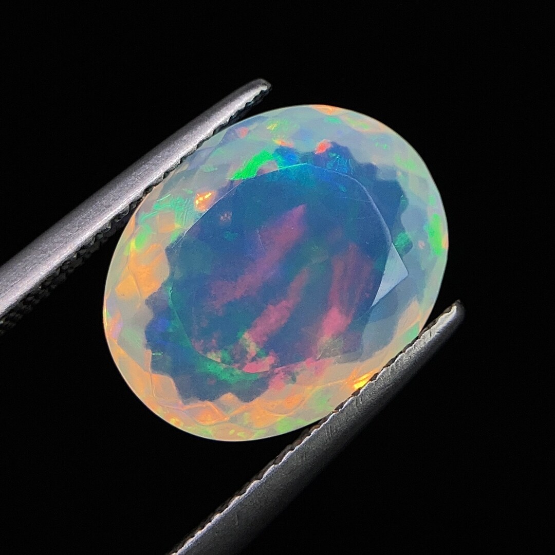 Natural Ethiopian Opal , Oval Faceted Stone, 4.4 Cts , 14x10x6 Mm ...
