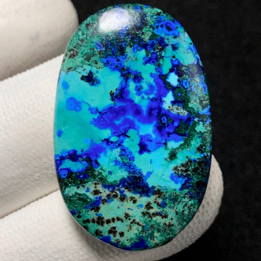 Natural Bluebird Azurite Chrysocolla, Oval Cabochon, 36x23x6 MM, 49 CTS ...
