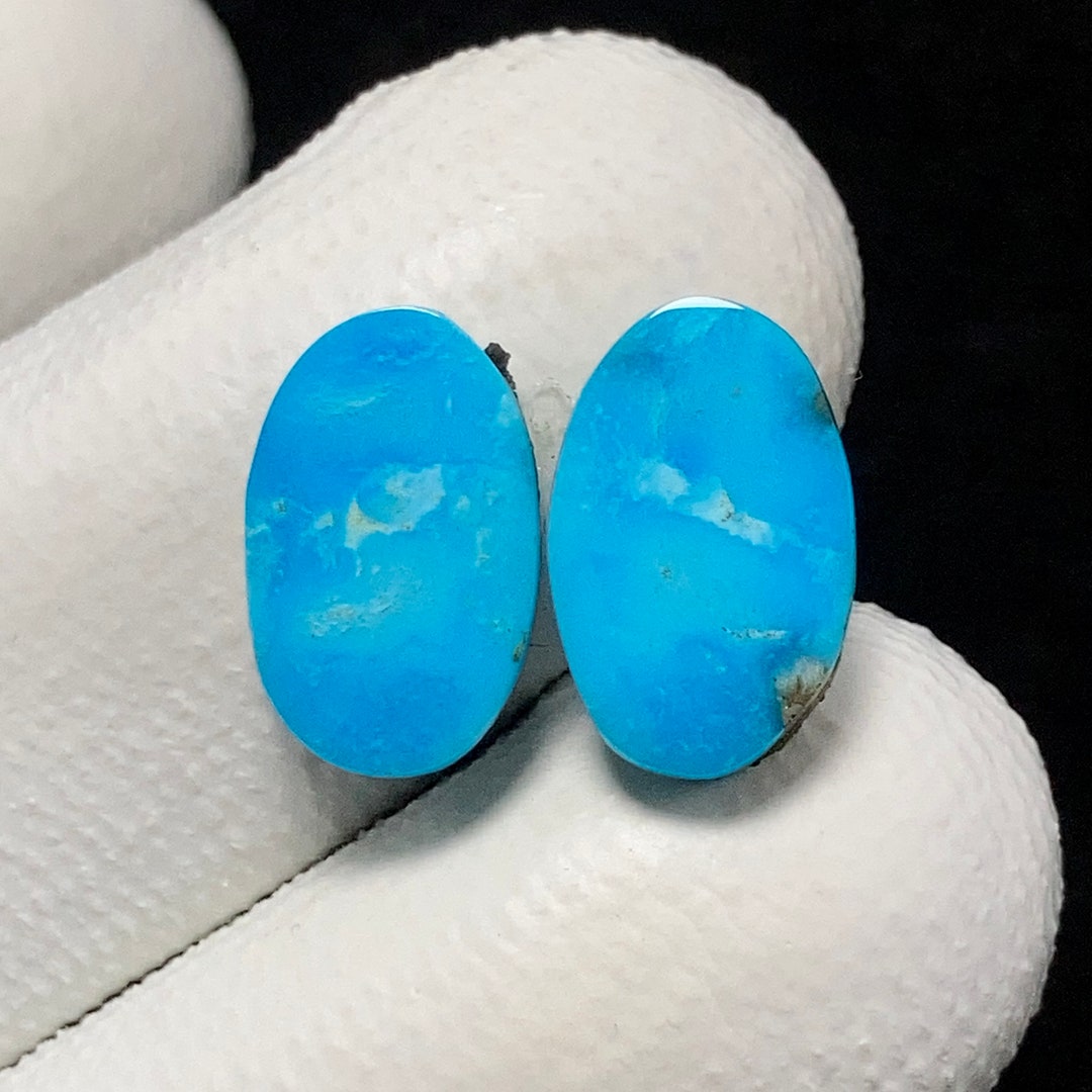 Natural Bisbee Arizona Turquoise Pair, Oval Cabochon, 13x8x3 MM, 6 CTS ...