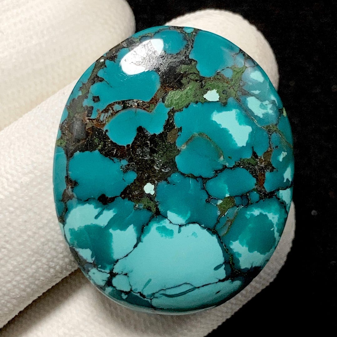 Natural Cloud Mountain Turquoise, Oval Cabochon, 34x29x7 MM, 48 CTS ...