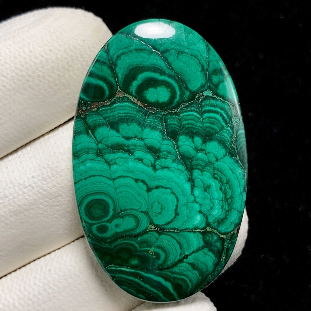 Forest Green Malachite , Copper Mineral , Oval Cabochon, 44x28x6 MM, 94 ...