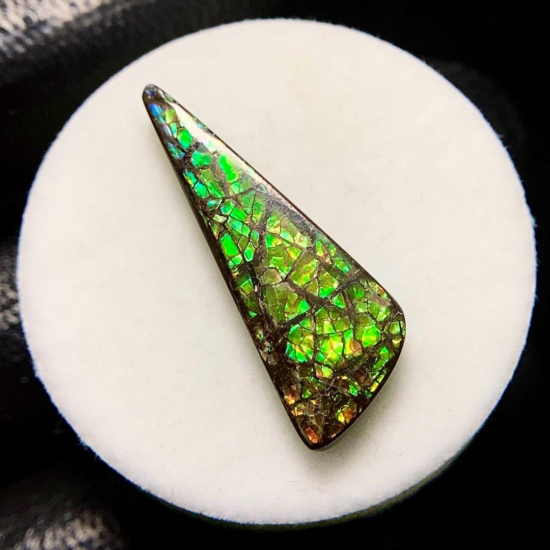 Green Fiery Dragon Skin Ammolite, Freeform Cabochon, 27x9x4 MM, 9 CTS ...
