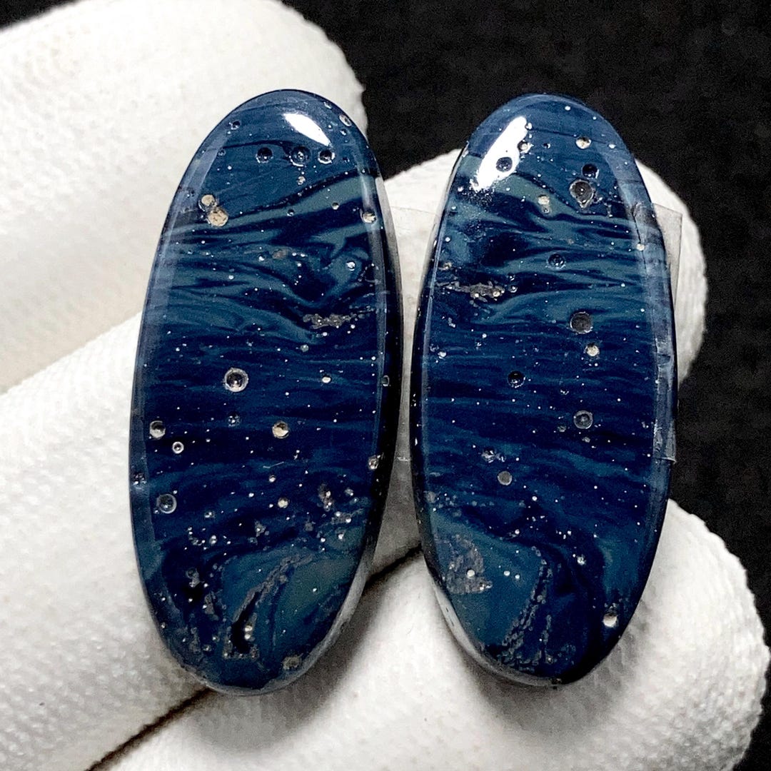Michigan Leland Blue Mountain Stone Pair, Oval Cabochon, 28x12x5 MM, 32 ...