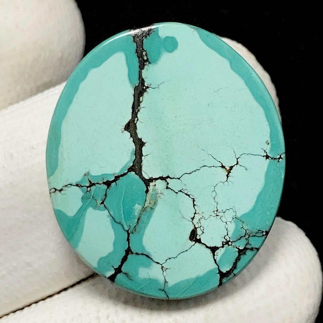 Natural Cloud Mountain Turquoise, Concave Flat Back, Oval Cabochon ...