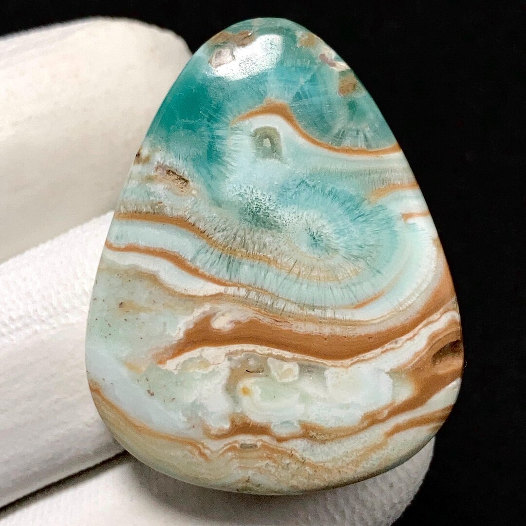 Boulder Aqua Caribbean Calcite, Freeform Cabochon, 38x30x7 MM, 64 CTS ...