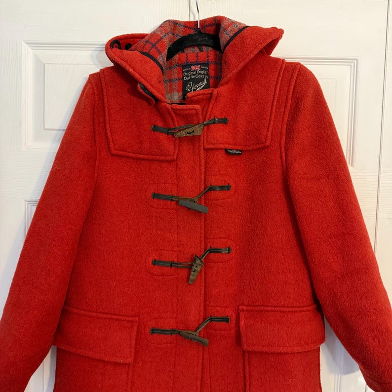 Vintage Original English Duffle Coat by Gloverall Red Wool Toggle Jacket 10 - Etsy