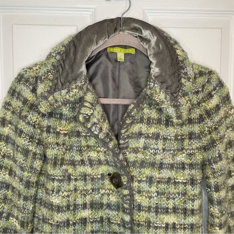 Sigrid Olsen Wool Blend Green Plaid Pea Coat Extra Small - Etsy