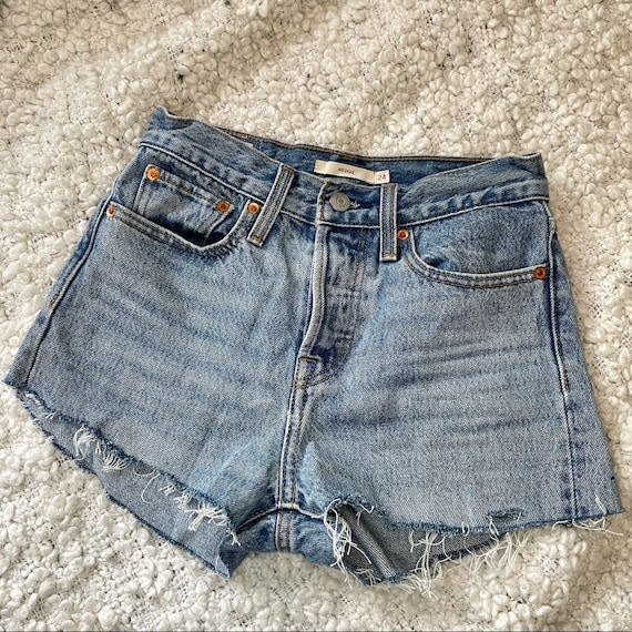 Levis Wedgie Cut off Light Wash Jean Shorts 24 Etsy